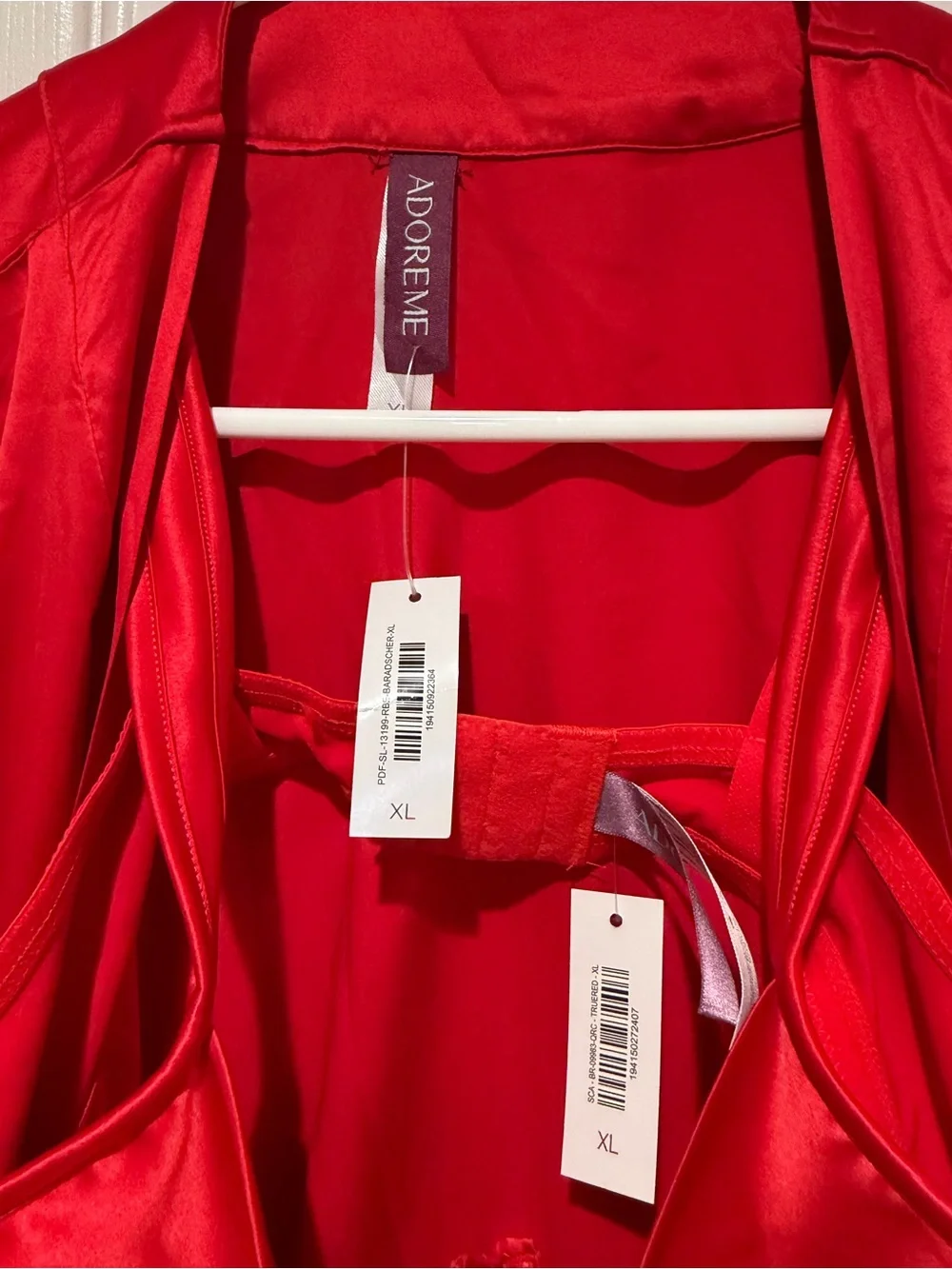 Adore Me | Intimates & Sleepwear | Adore Me Red Satin Tiefront Robe And ...